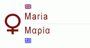 Maria, the greek female name Maria